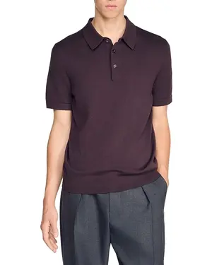 Sandro Cotton And Silk Polo Shirt - Chocolate