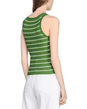 Sandro Striped Tassel Trims Vest Top