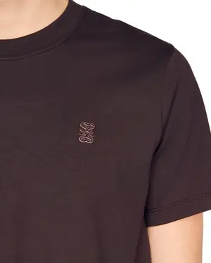 Sandro Cotton T Shirt With Leather Logo Patch