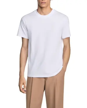 Sandro Cotton T Shirt With Leather Logo Patch - White