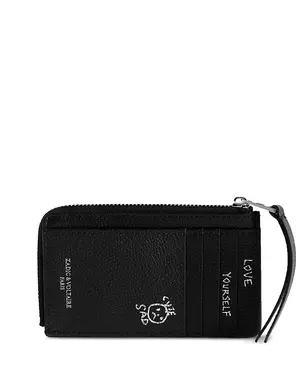Zadig&Voltaire Arty Tag Grained Leather Card Case - Black