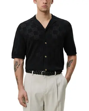 LES DEUX Squared Knitted Short Sleeve Shirt - Black