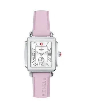 Michele Deco Sport Mid Watch, 29mm X 31mm - Silver/pink