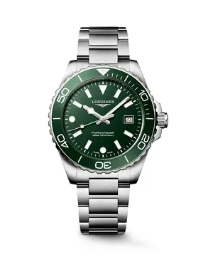 LONGINES Hydroconquest Watch, 42mm - Silver/green