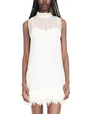 Staud Albee Feather Trim Mini Dress