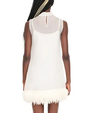 Staud Albee Feather Trim Mini Dress