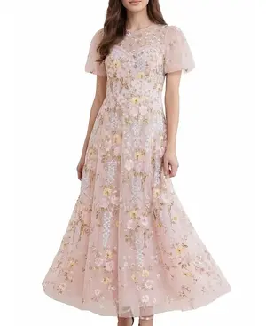 NEEDLE & THREAD Garden Rose Short Sleeve Maxi Gown