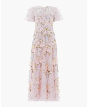 NEEDLE & THREAD Garden Rose Short Sleeve Maxi Gown