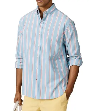 Aubin Walesby Lightweight Relaxed Oxford Shirt - Blue Stipe
