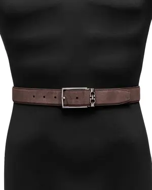 FERRAGAMO Gancini Reversible Suede & Leather Belt