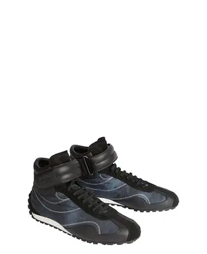 Balmain Racing Mid-top Trainers In Nylon And Leather