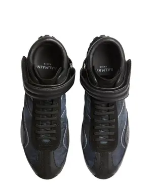 Balmain Racing Mid-top Trainers In Nylon And Leather