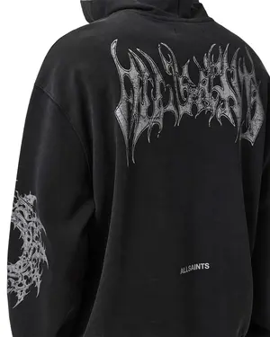 ALLSAINTS Helvette Metal Logo Graphic Drawstring Hoodie