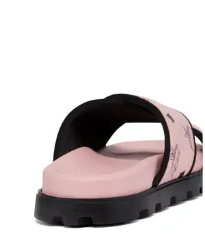 Mcm Cross Sandal In Visetos Leather Mix