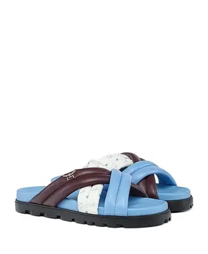 Mcm Monogram Cross Sandals In Lamb Leather
