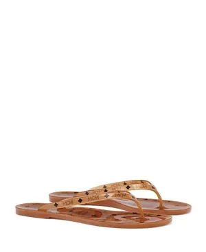Mcm Monogram Jelly Thong Sandals - Cognac