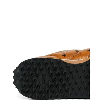 Mcm Diamante Lo Sneakers In Quilted Monogram Leather - Cognac