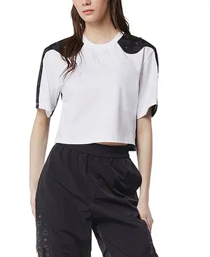 Mcm Laurel Cropped T-shirt In Organic Cotton - Black And White