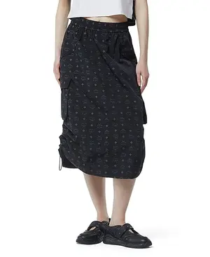 Mcm Monogram Midi Skirt In Recycled Nylon - Black