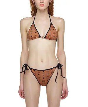Mcm Monogram Print Bikini - Cognac