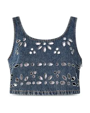 Pinko Thora Laser Cut Denim Top