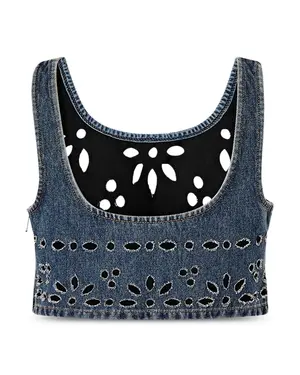 Pinko Thora Laser Cut Denim Top