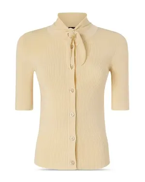 Pinko Coperto Tie Neck Button Front Top
