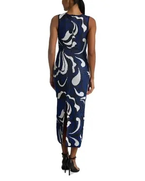 St. John Graphic Print Midi Dress