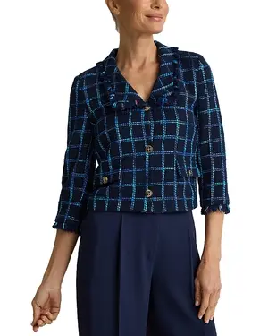 St. John Tri Color Windowpane Jacket - Midnight Multi