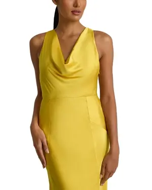 St. John Liquid Satin Cowl Neck Dress