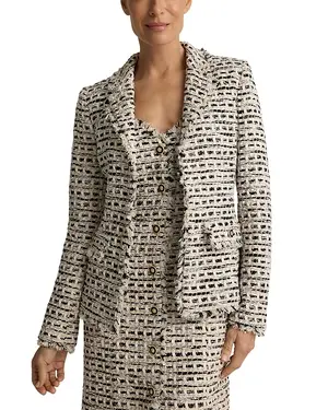 St. John Artisanal Basket Tweed Jacket - Linen/black Multi