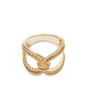 Bloomingdale'S Diamond Crossover Ring In 14k Yellow 0.35 Tcw