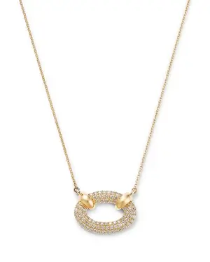 Bloomingdale'S Diamond Pave Oval Pendant Necklace In 14k Yellow 18 - Gold