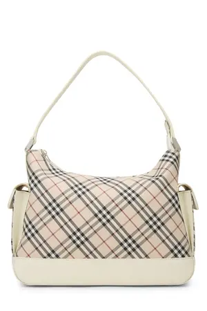Burberry House Check Jacquard Hobo - White