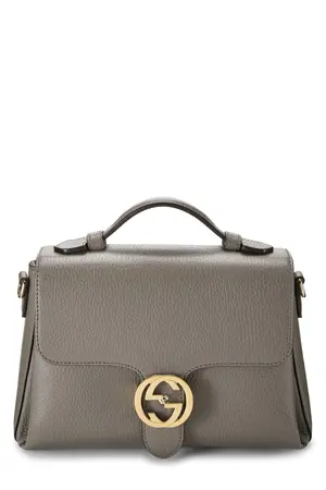 Gucci Leather Interlocking Top Handle Bag - Grey