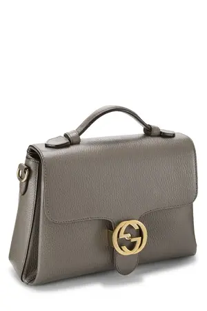 Gucci Leather Interlocking Top Handle Bag - Grey