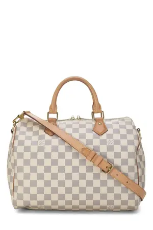 LOUIS VUITTON Damier Azur Speedy Bandouliere Bag - White