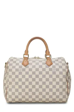 LOUIS VUITTON Damier Azur Speedy Bandouliere Bag - White