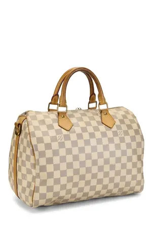 LOUIS VUITTON Damier Azur Speedy Bandouliere Bag - White