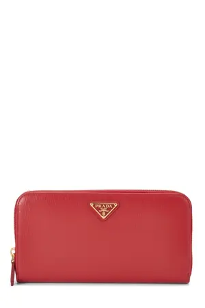 Prada Vitello Move Zip Around Wallet - Red