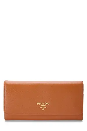 Prada Saffiano Continental Wallet - Orange