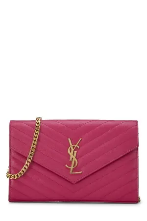Saint Laurent Grainy Monogram Wallet On Chain