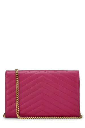 Saint Laurent Grainy Monogram Wallet On Chain
