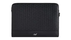 Kith Monogram Leather 15 Laptop Case - Black
