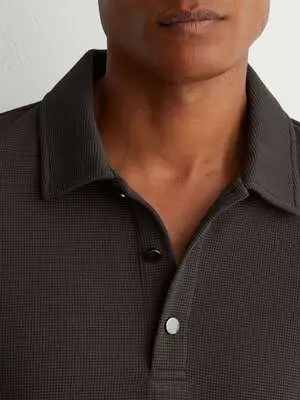 REISS Alba Textured Long-sleeve Polo Shirt - Brown