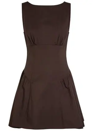 Staud Gwen Stretch-cotton Poplin Mini Dress