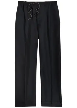 MAISON MARGIELA Straight-leg Cotton-blend Trousers - Dark Blue