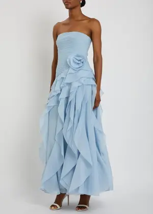 Aje Canyon Floral-appliqué Chiffon Gown