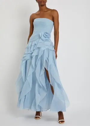 Aje Canyon Floral-appliqué Chiffon Gown
