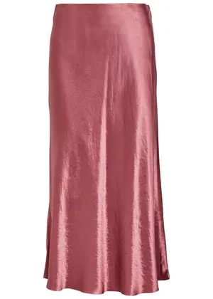 Vince Crinkled Satin Midi Skirt